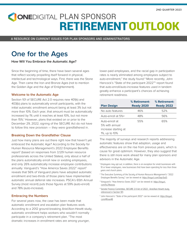 Second Quarter Retirement Newsletters