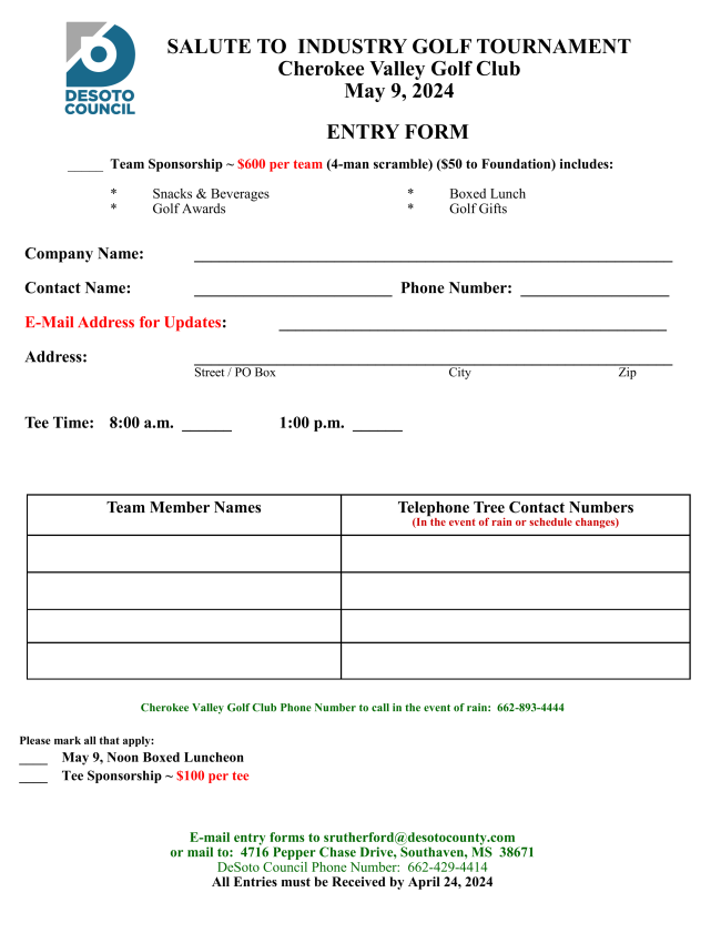 Reminder: Sign Up Now for our Annual Golf Tournament