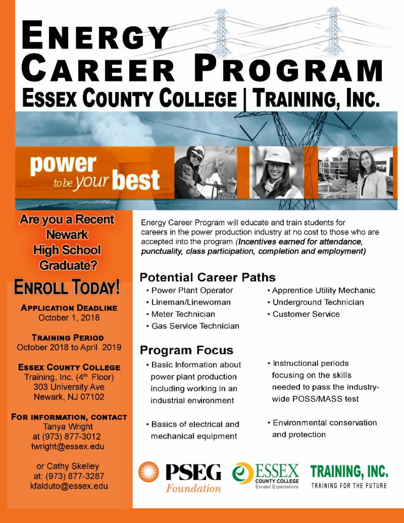PSE&G Energy Career Program, ECC Fall Job Fair, Free Job Certifications ...