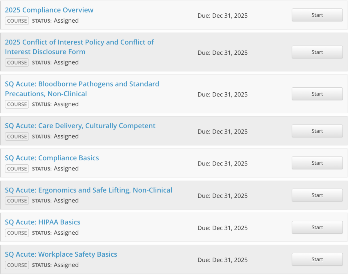 2025 Annual Compliance Training REMINDER