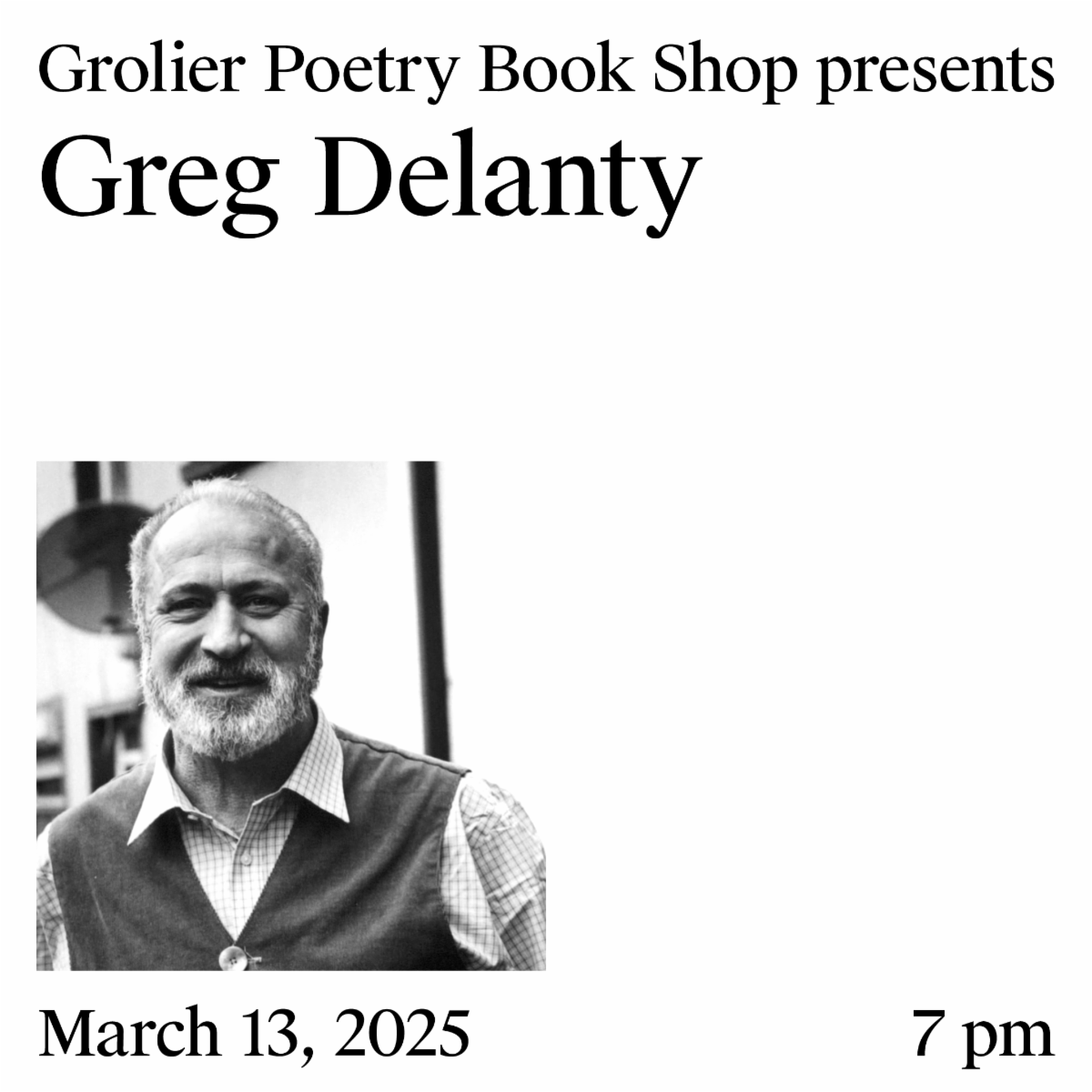 Greg Delanty reading virtual sign up