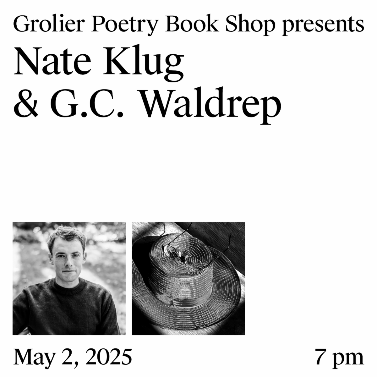 Nate Klug and G. C. Waldrep reading in-person sign up