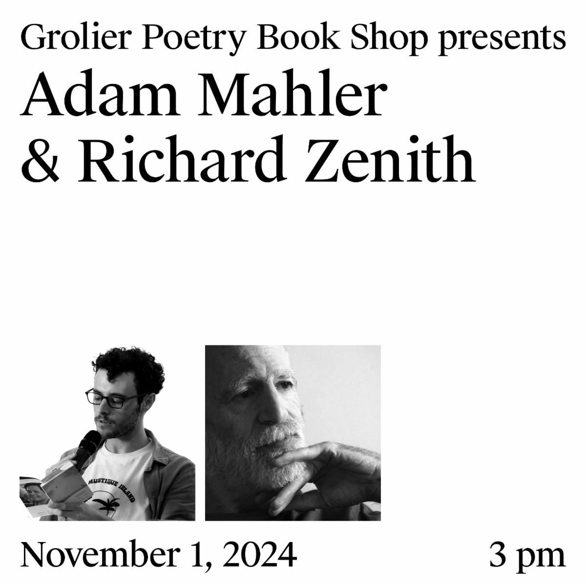 Adam Mahler and Richard Zenith reading in-person sign up