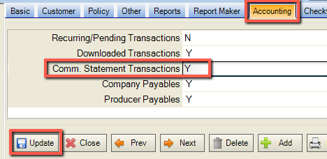 Direct Billed Commission Statement Transactions