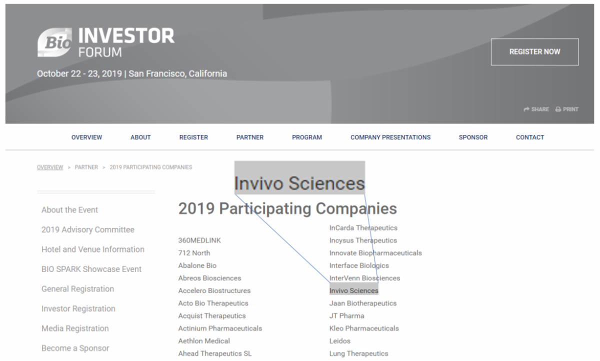 Invited to 2019 Bio Investor Forum