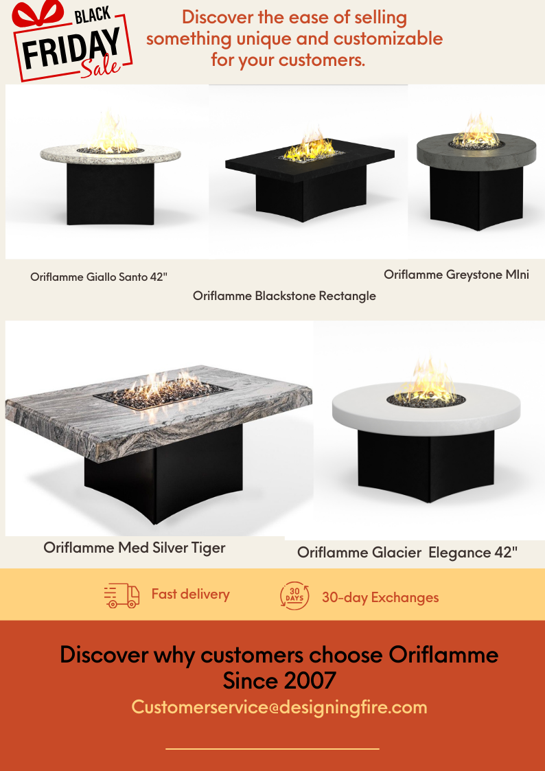Oriflamme Fire Table Holiday Quick Ship Deals