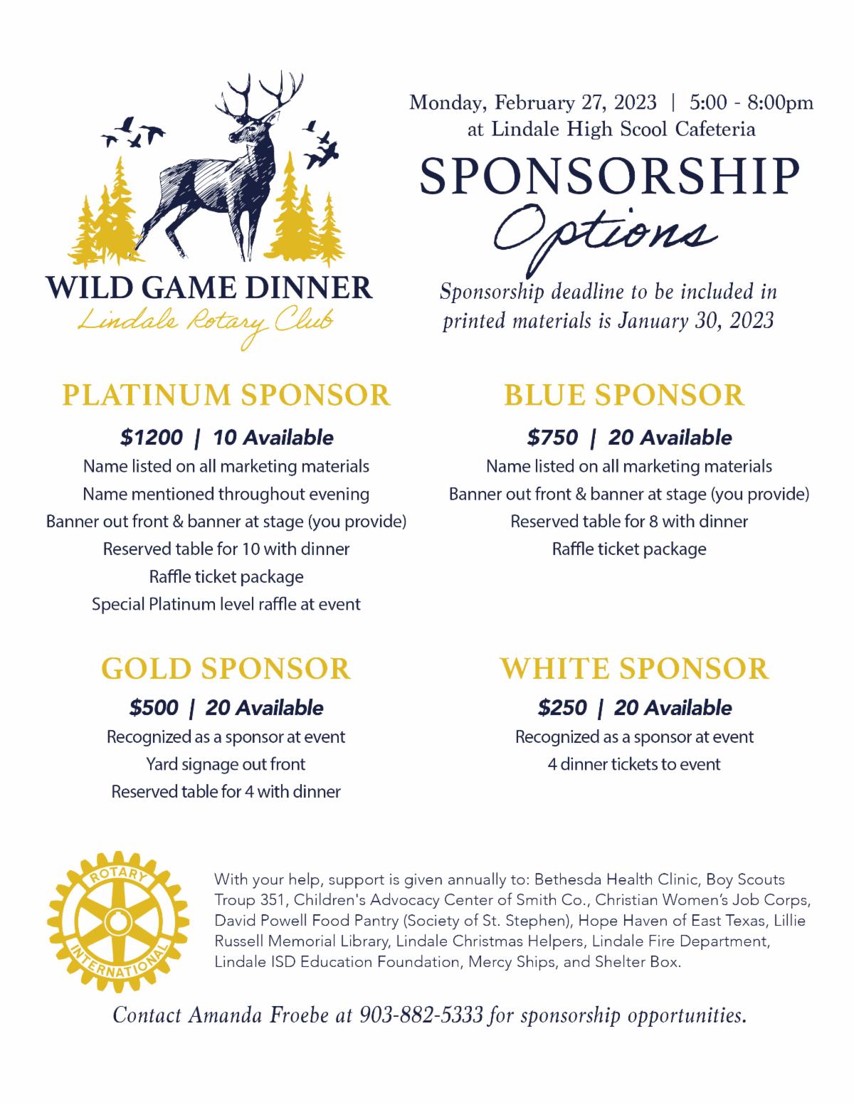 2023 Lindale Rotary Club Wild Game Dinner 2023 Lindale Rotary Club Wild Game Dinner