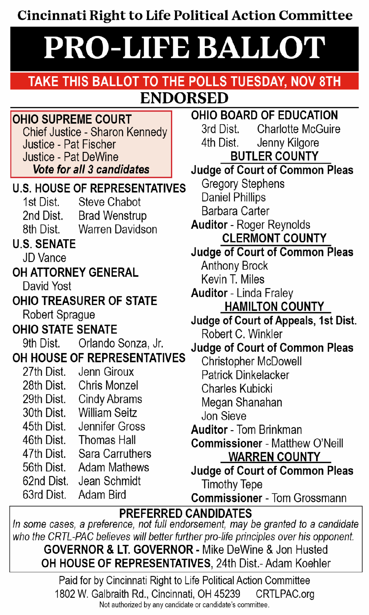 Vote for LIFE-Vote for Tom Brinkman