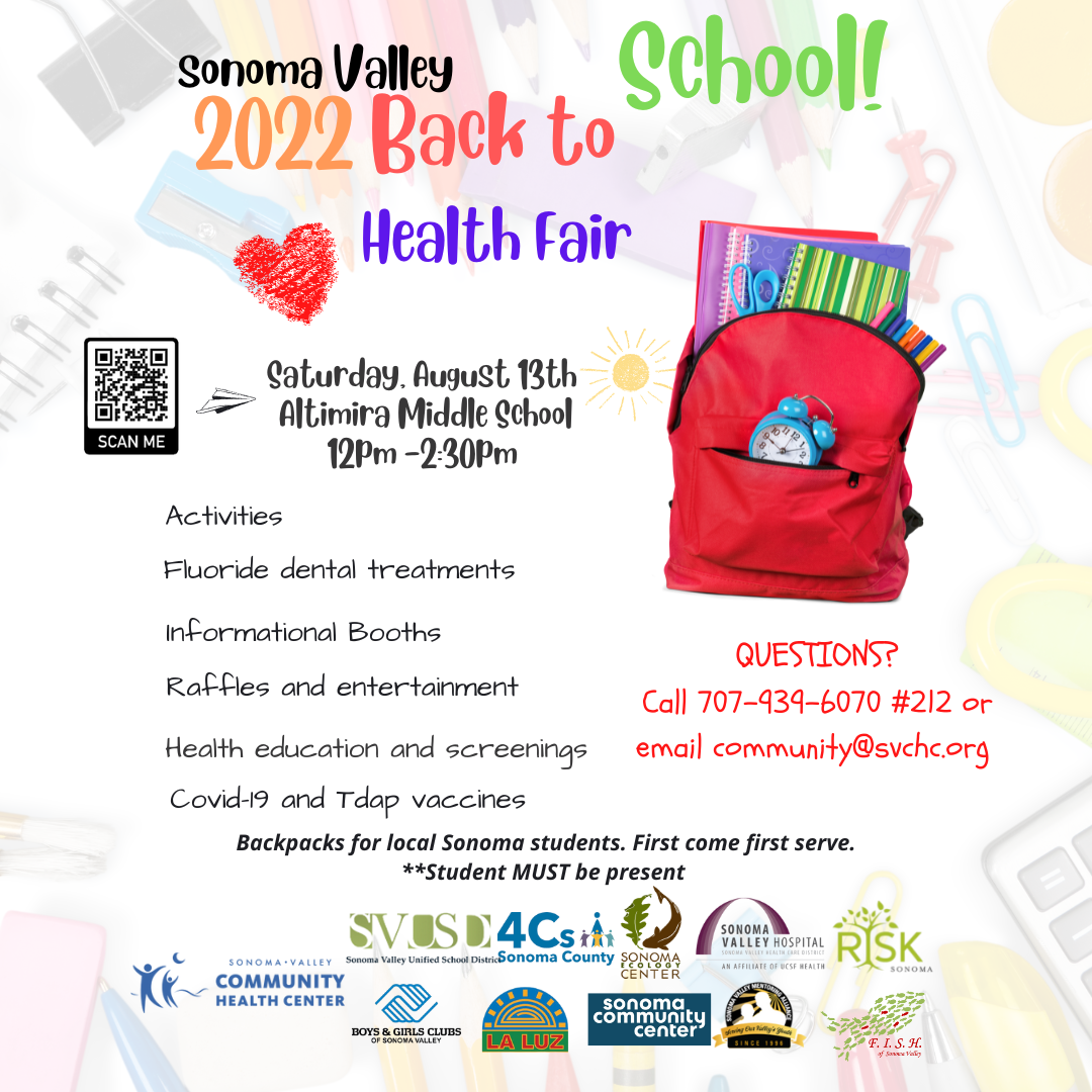 Sonoma Valley Back to School Health Fair 2022
