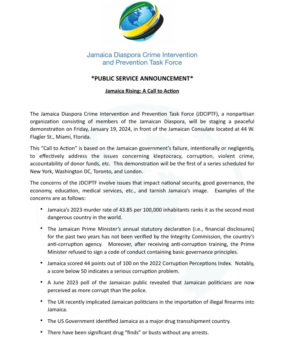 Jamaica Diaspora Group To Protest in Miami, FL - Tonight on Caribbean ...