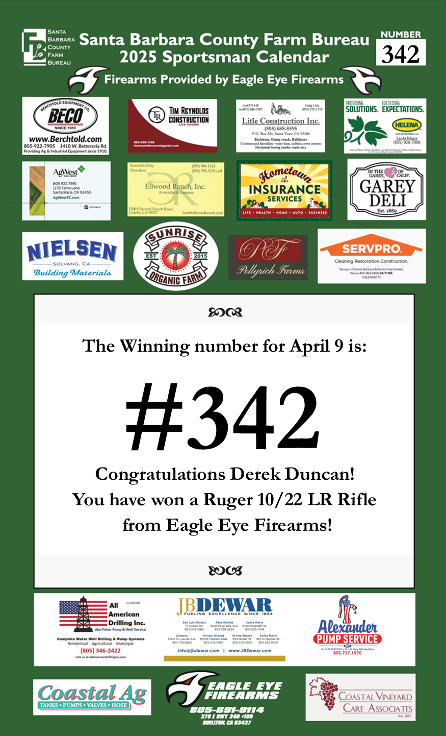 SBCFB Sportsman Calendar Winner 4/9/2025