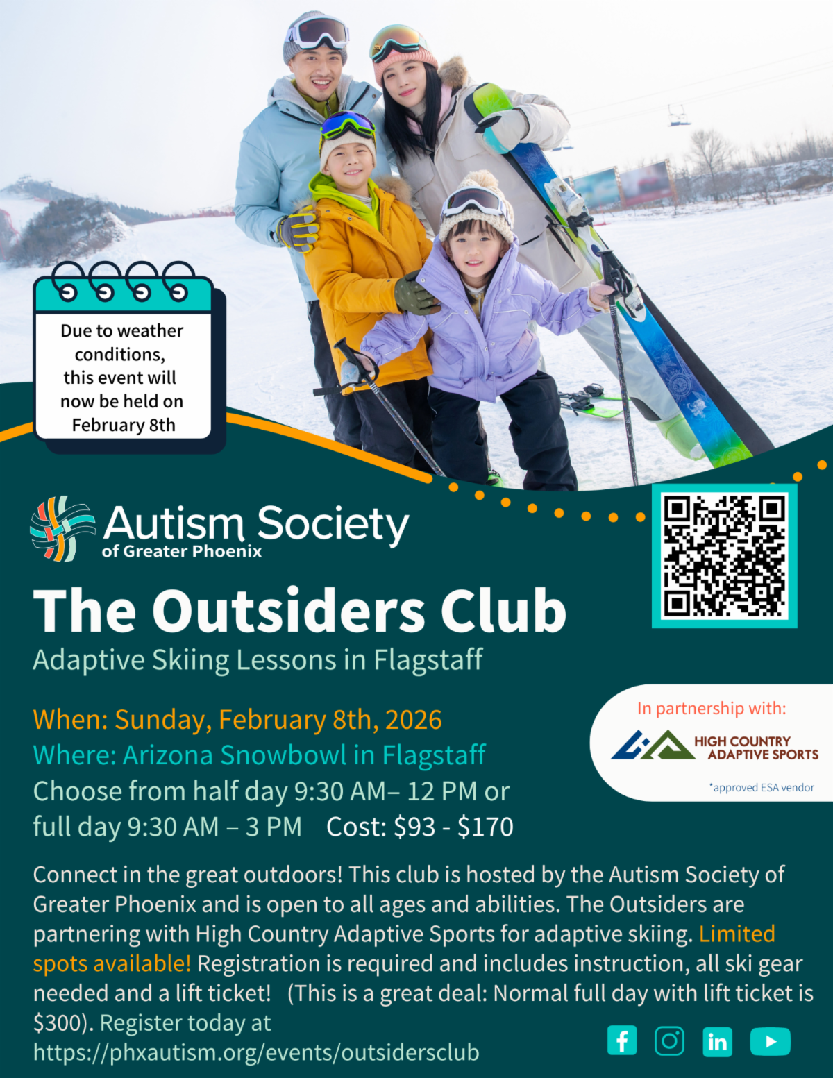 The Outsiders Club - Adaptive Skiing Lessons February 8th