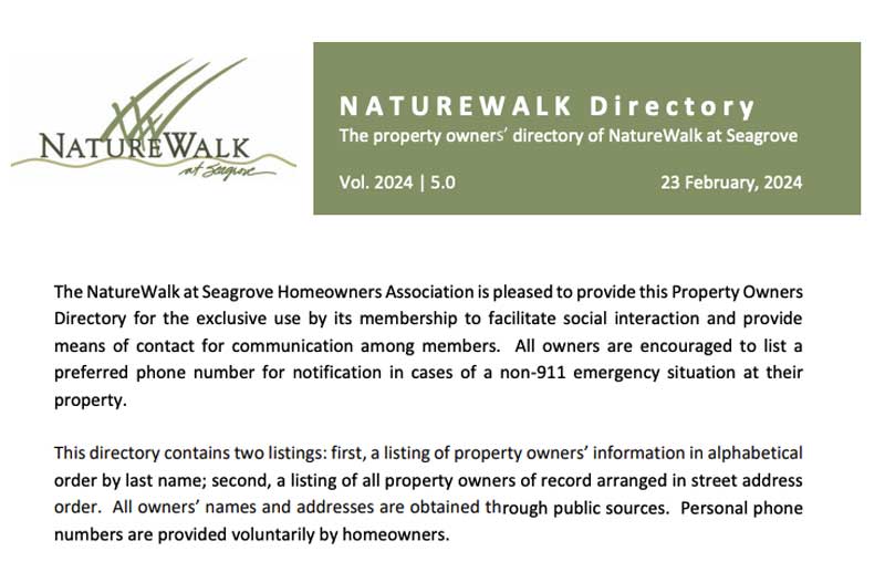 NatureWalk at Seagrove Newsletter - January 2025