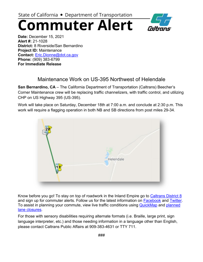 Maintenance Work US-395 Flagging Operation!