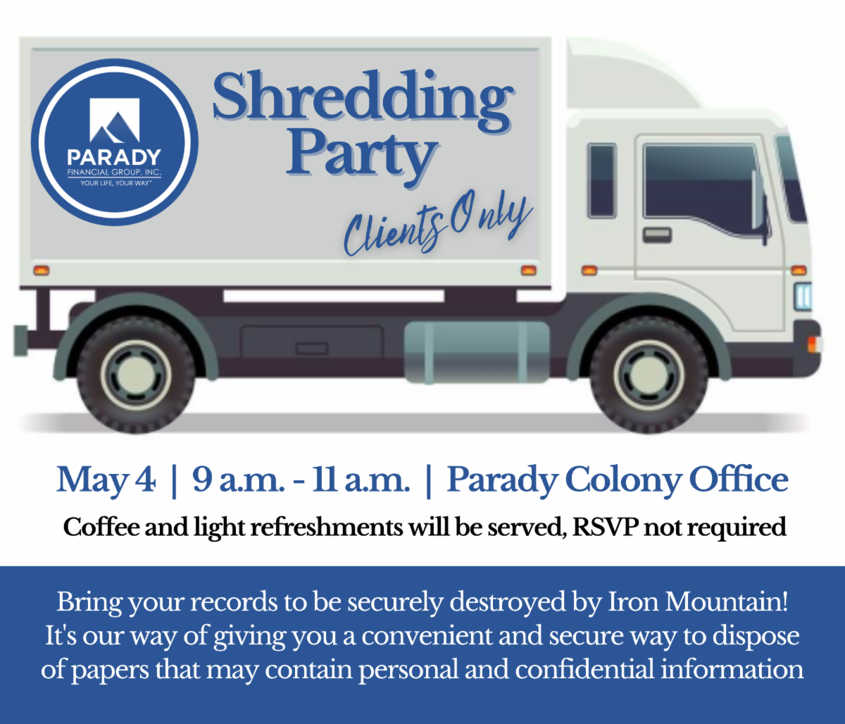 Parady Shredding Event this Saturday, May 4th