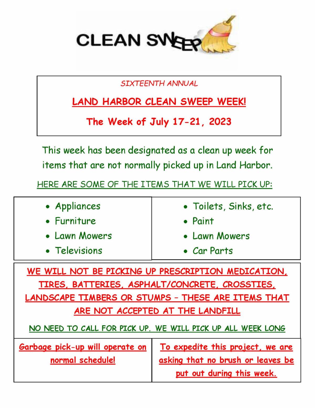 Annual Clean Sweep Week Information