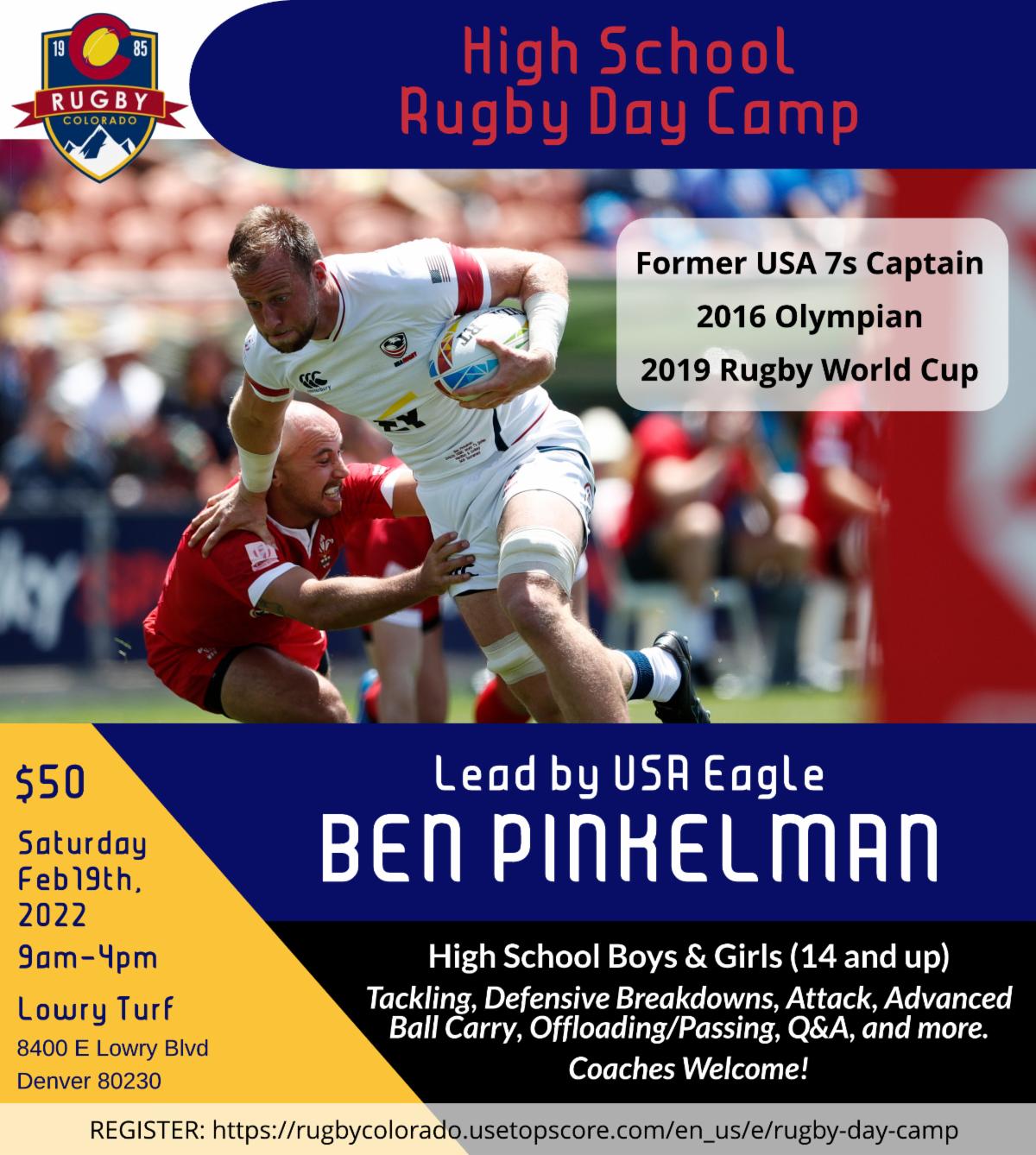 USA Eagle Ben Pinkelman will Lead Rugby Colorado Day Camp
