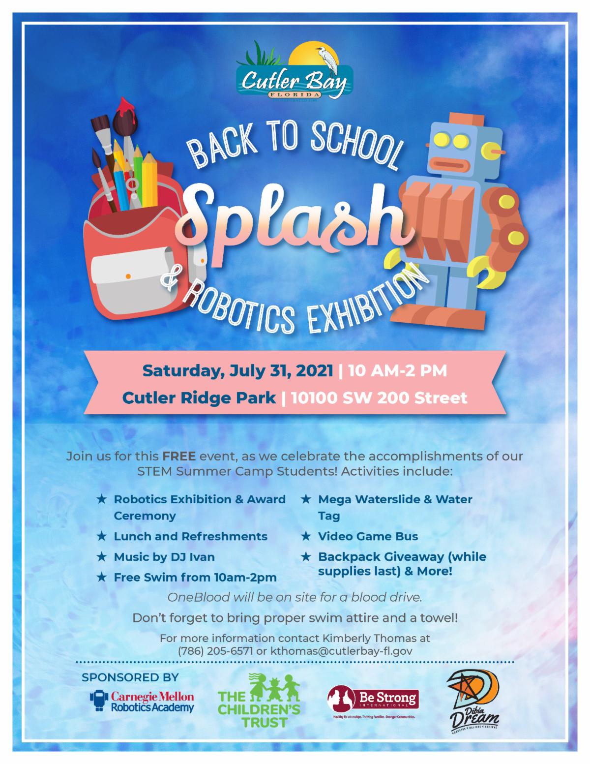 Back to School Splash & Robotics Exhibition on July 31, Franjo Park ...
