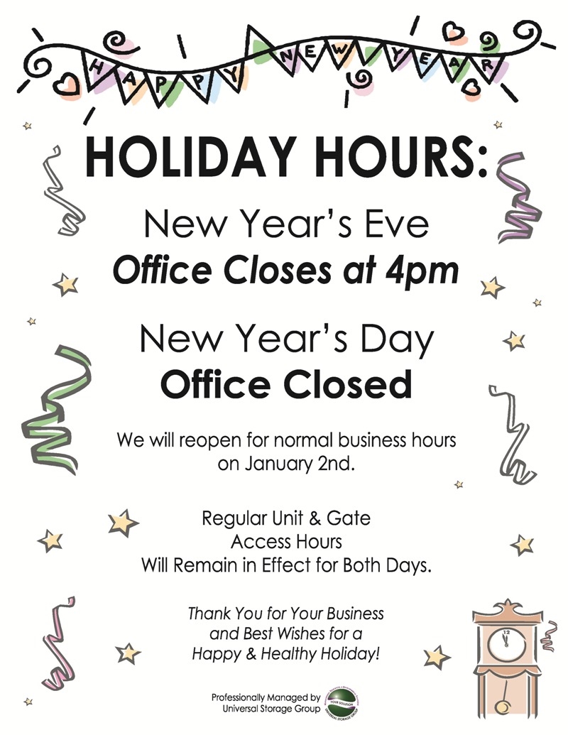 New Year s Holiday Office Hours New Year s Holiday Office Hours