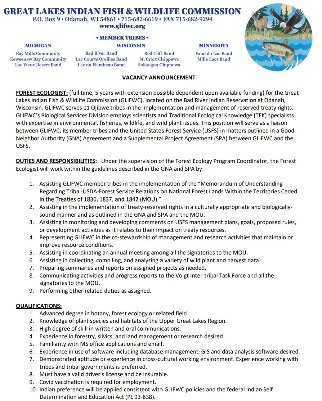 News From the Lac du Flambeau Band of Lake Superior Chippewa Indians
