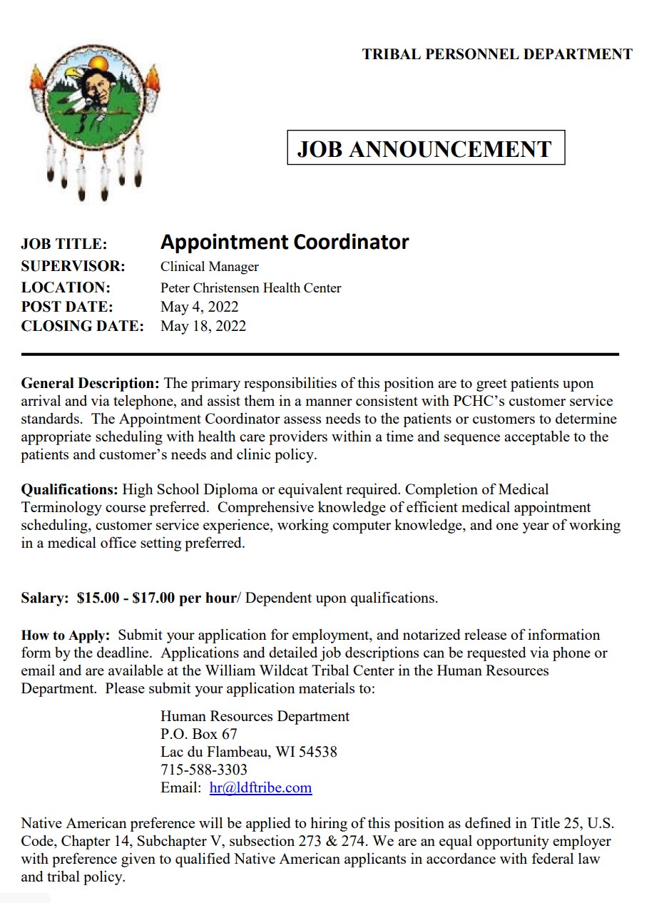 News From the Lac du Flambeau Band of Lake Superior Chippewa Indians