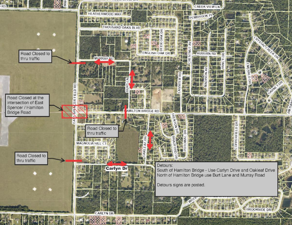 UPDATE: E. Spencer Field Road at Hamilton Bridge Road closed on Mon ...