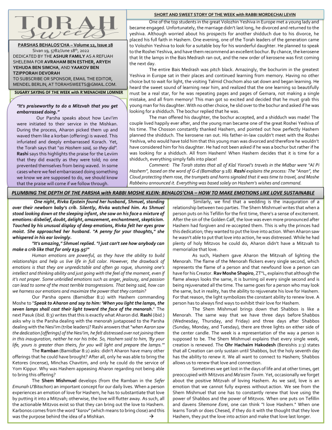 Weekly Torah & Tidbits