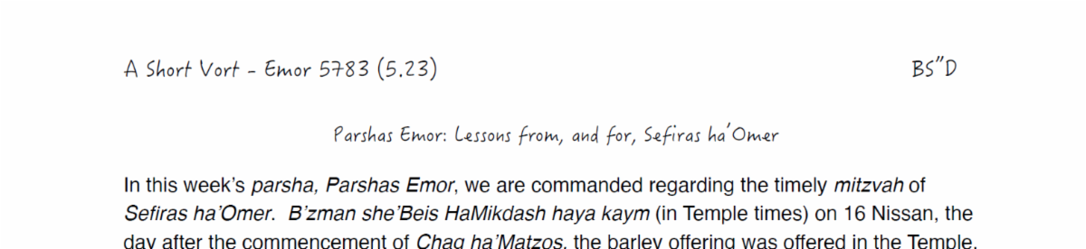 Weekly Torah & Tidbits