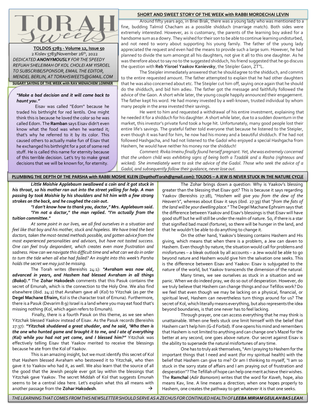 Weekly Torah & Tidbits