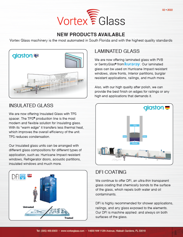 New Products available from Vortex Glass!