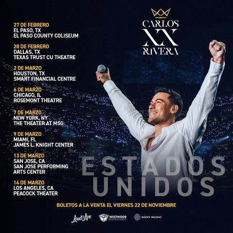 CARLOS RIVERA ANUNCIA SU GIRA POR ESTADOS UNIDOS “CARLOS XX US TOUR ...