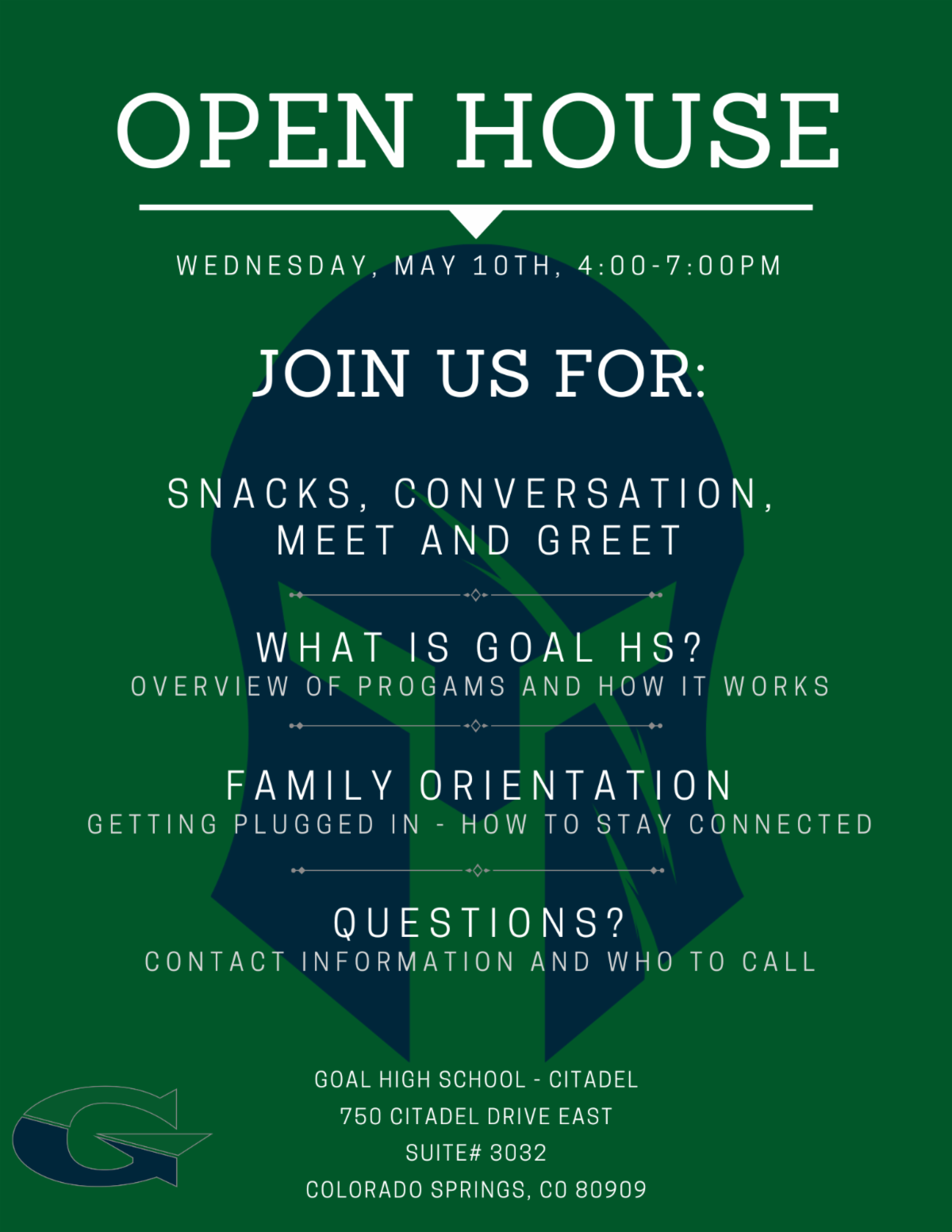 Gladiator, Welcome to 2023 at GOAL HS - Citadel!