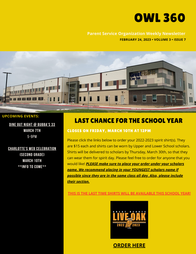 GHLO Upper School Weekly Newsletter February 24, 2023