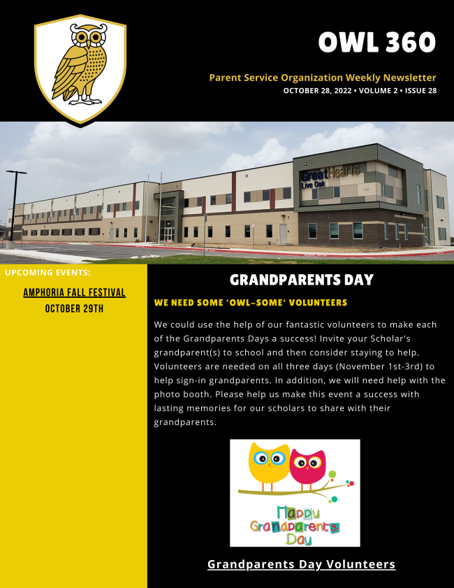 GHLO Lower School Weekly Newsletter October 28, 2022