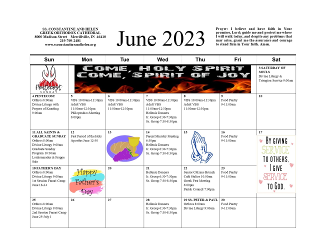 Sunday Bulletin for June 11, 2023