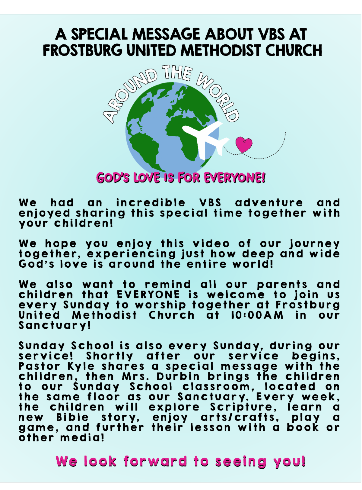 Sunday School Weekly Newsletter