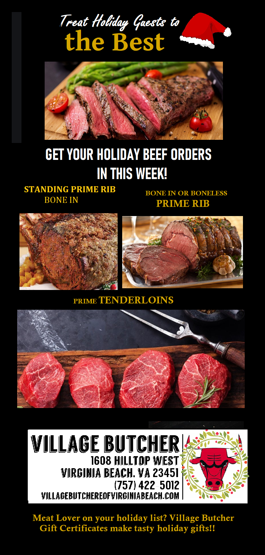 Order your favorite holiday cuts of beef now.