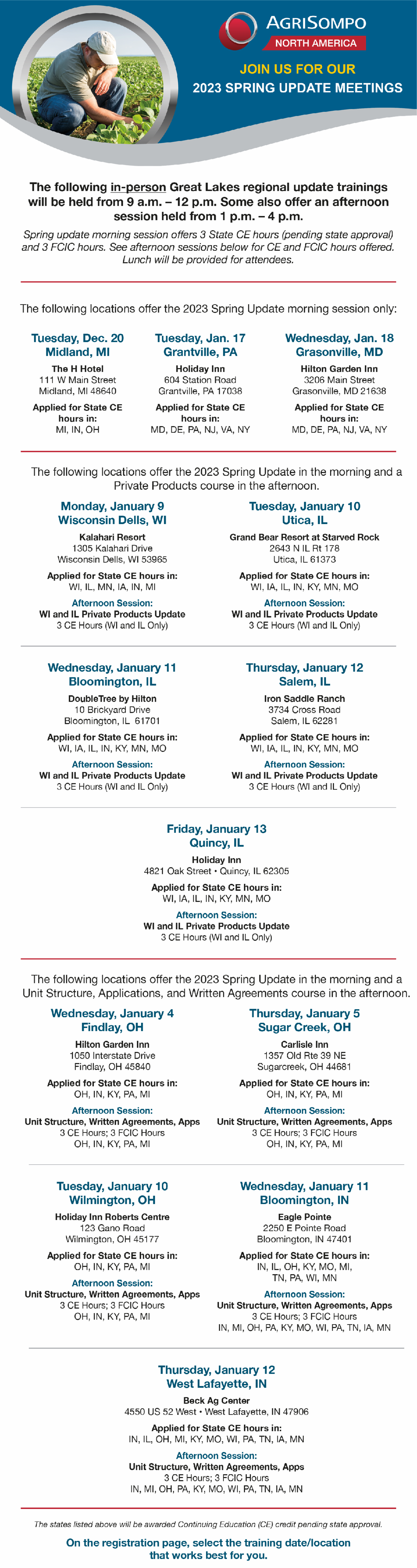 Great Lakes Spring Update 2023 Training Schedule