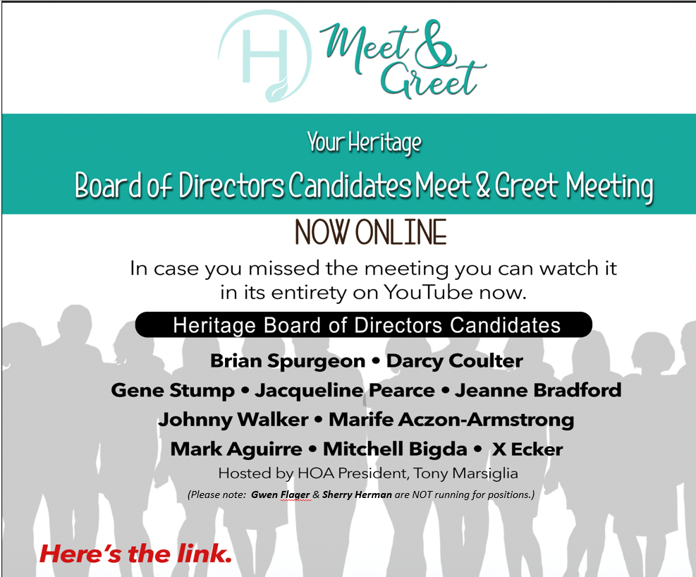 Heritage HOA/Clubhouse Updates