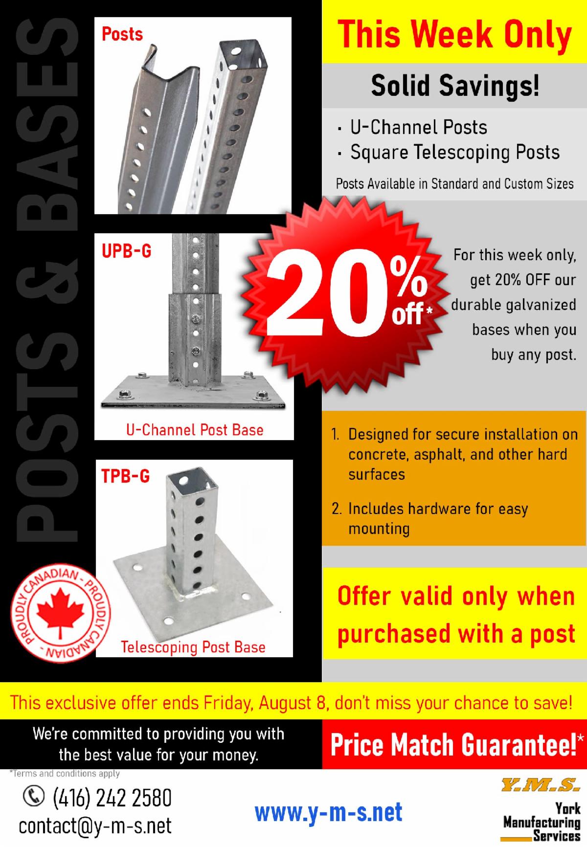Ends Friday! 20% Off Galvanized Bases with Post Purchase