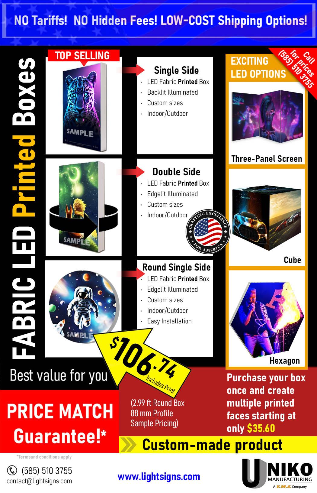 Versatile Displays: LED Boxes with interchangeable textile prints