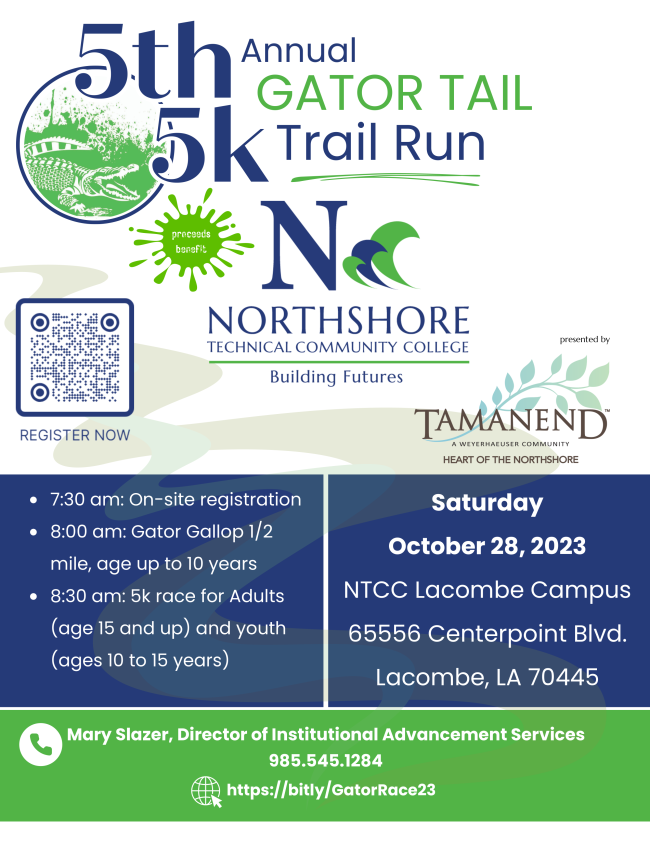 Save $5 for the 5th Annual Gator Tail 5k Trail Run!