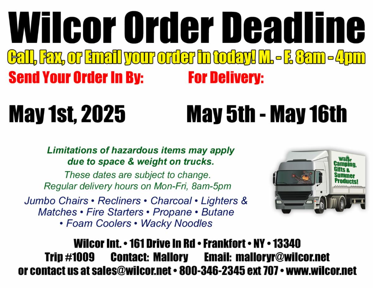 A Wilcor Truck Is Coming! Order by May 1st!