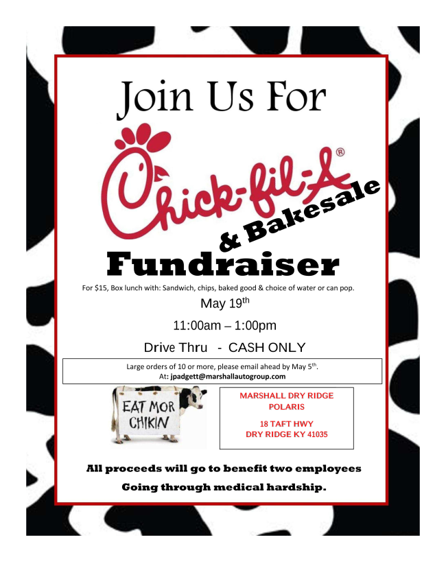 Chick-fil-A & Bakesale Fundraiser Chick-fil-A & Bakesale Fundraiser
