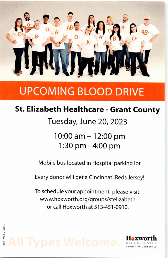 St. Elizabeth Healthcare Grant County- Upcoming Blood Drive