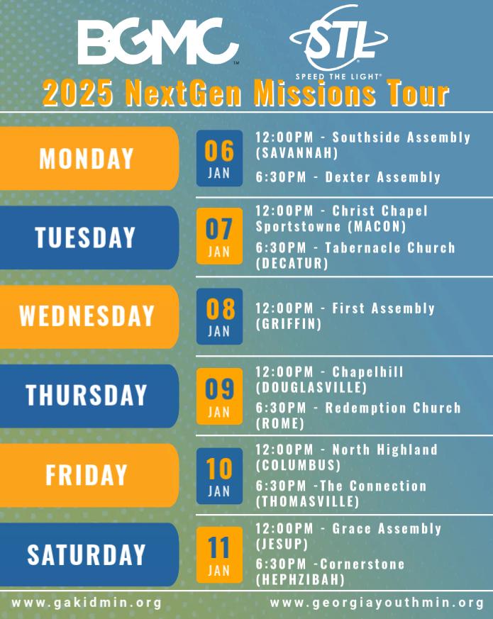 BGMC Year End Giving and NextGen Missions Tour