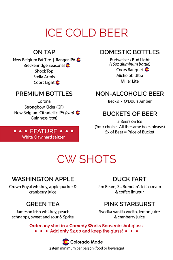 Menu | South at The Landmark | Comedy Works