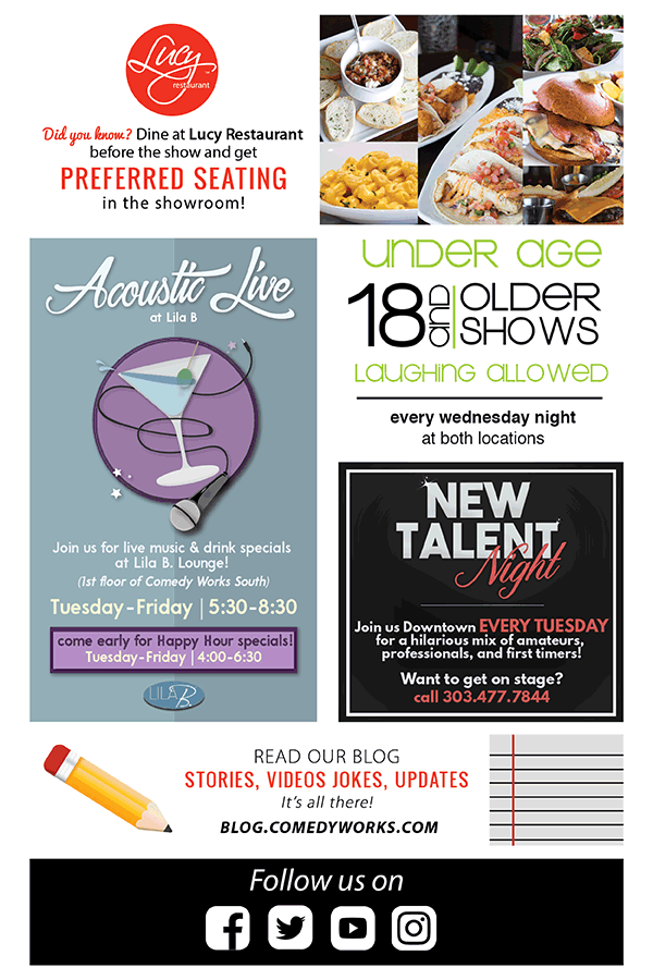 Menu | Downtown in Larimer Square | Comedy Works