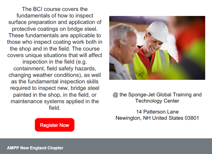 AMPP Bridge Coating Inspector (BCI) Level 1 December 4- 8th, 2023