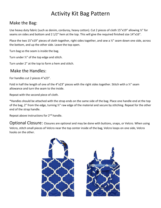 Activity Kit Bag Pattern